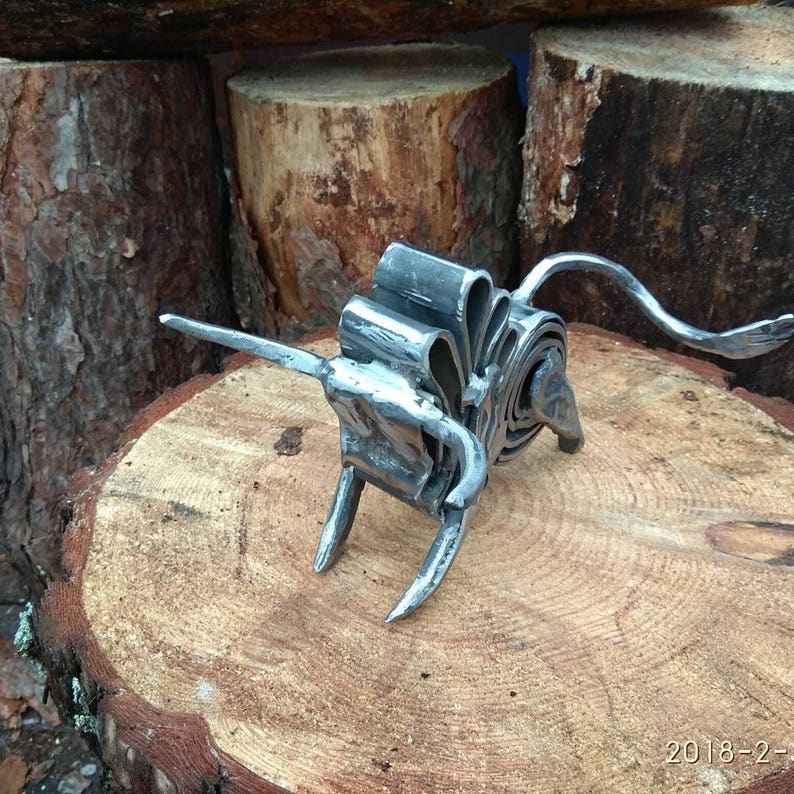Hand Forged Bull Metal Bull Bull Sculpture Metal Artwork | Etsy
