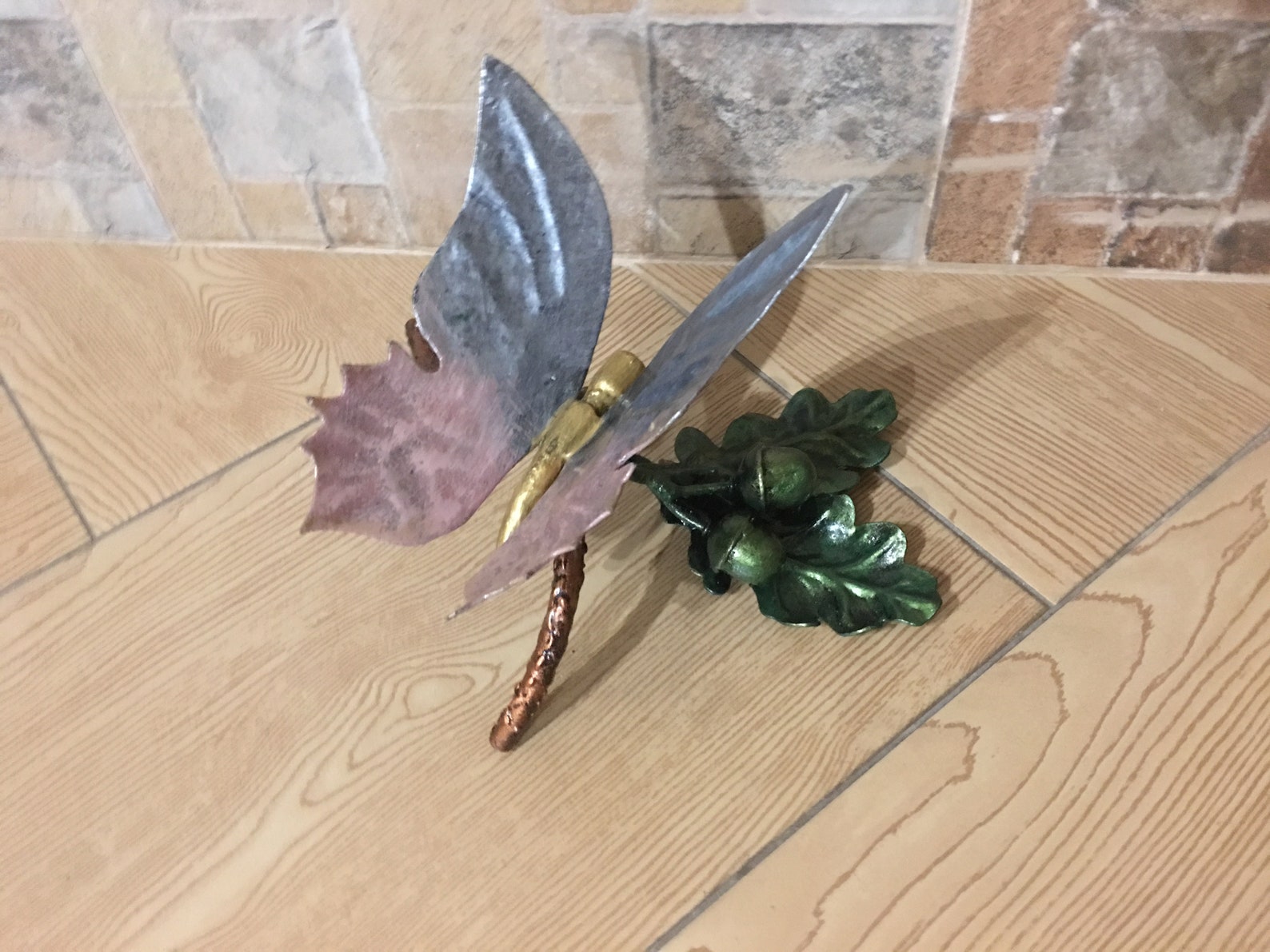 Metal Butterfly on an Oak Branch Hand Forged Butterfly Metal - Etsy