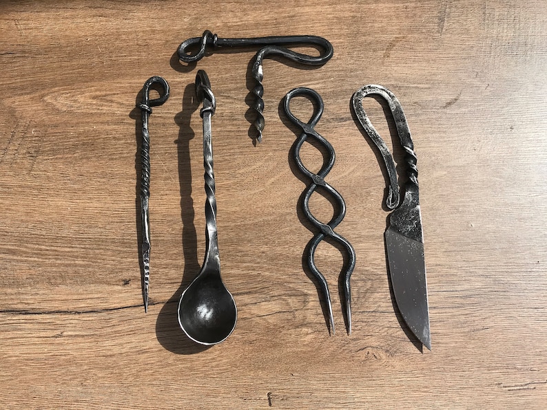Viking Steel Cutlery Set Rustic Cutlery Reenactment SCA - Etsy