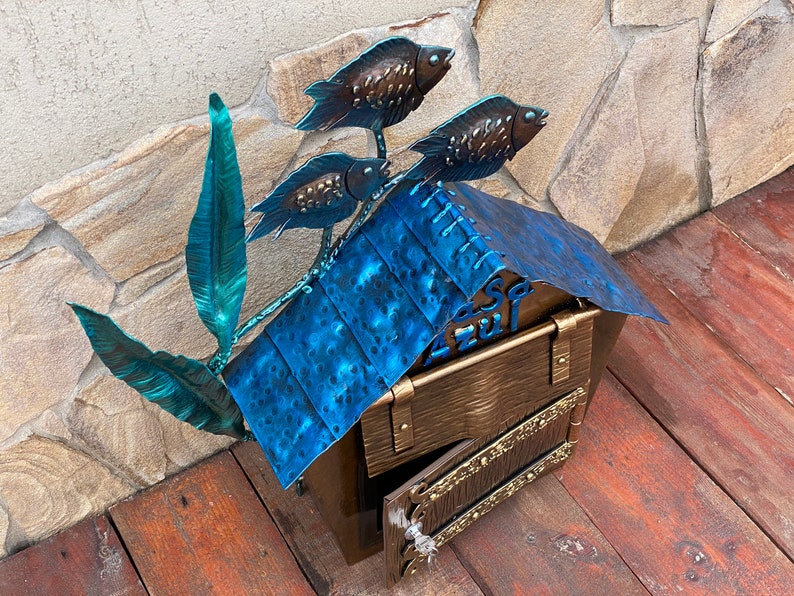 Mailbox Post Box Mail Box Coastal Decor Fish Seaweeds | Etsy