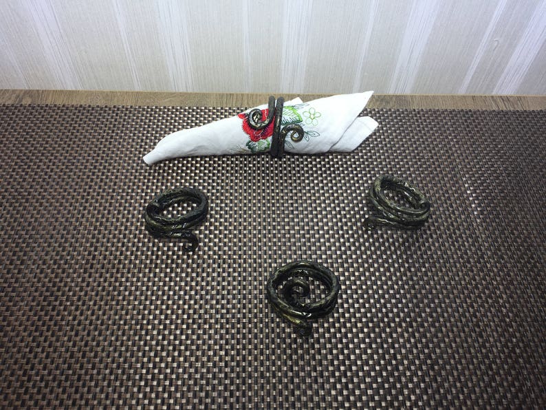 Napkin rings hand forged napkin rings kitchen napkin iron | Etsy