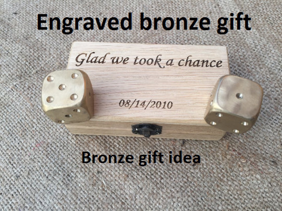 Bronze Dices With Dice Box Engraved Dice Box Personalized | Etsy