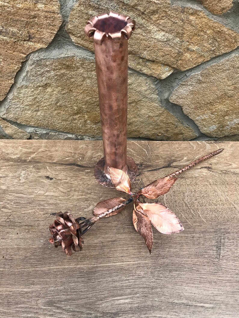 Copper Rose Copper Vase Copper Gift Copper Anniversary7th | Etsy