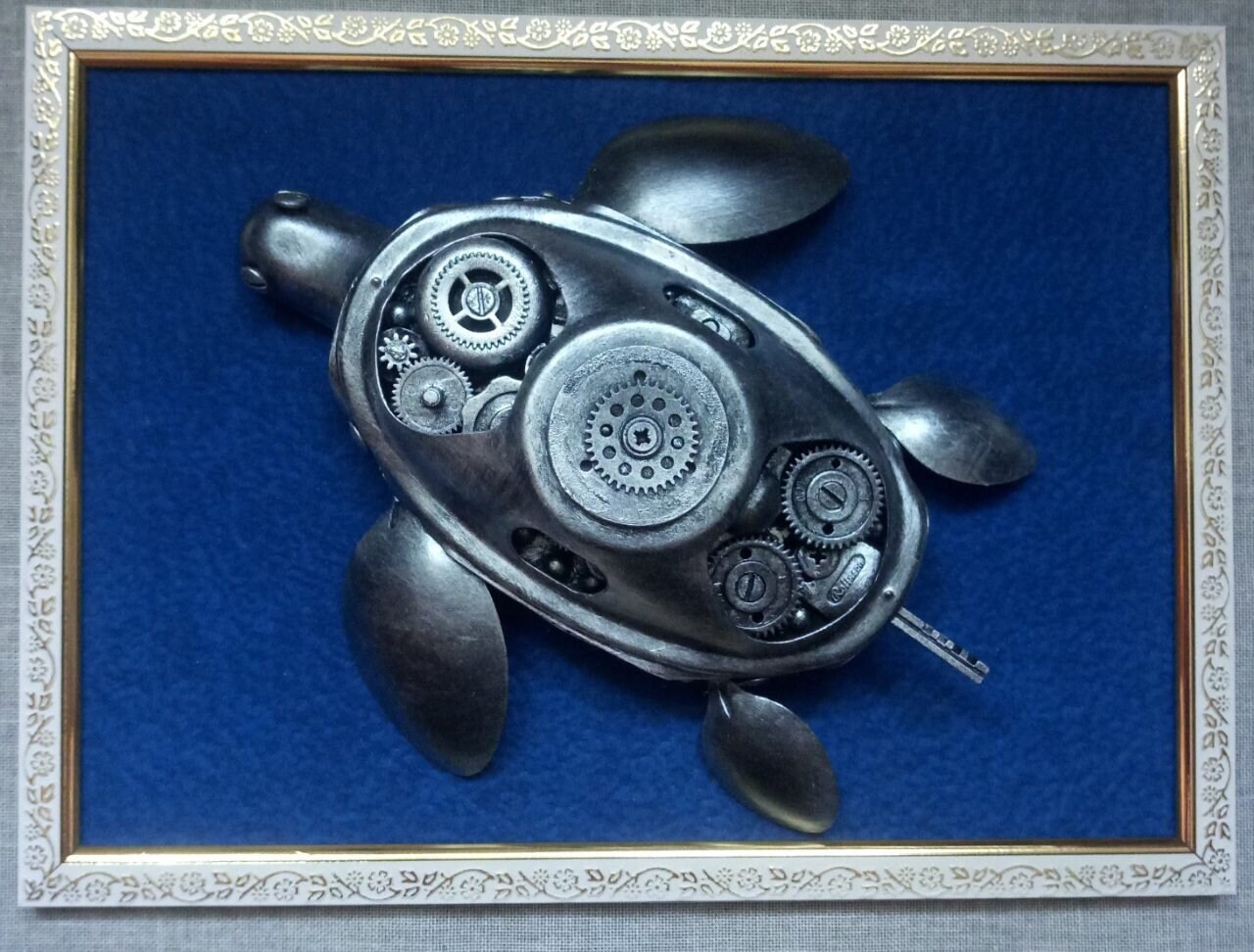 Steampunk turtle turtle industrial painting recycled | Etsy