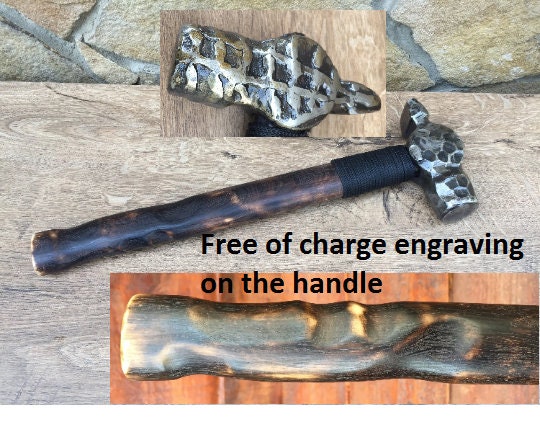 Hand forged hammer handyman tool viking axehis birthday | Etsy