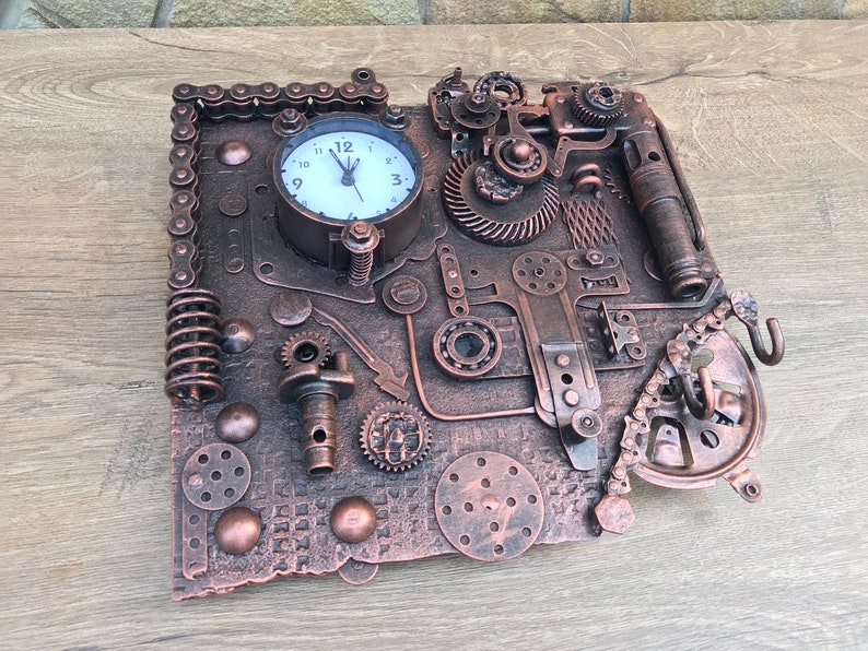 Steampunk Wall Clock Steampunk Clock Steampunk Hooks - Etsy