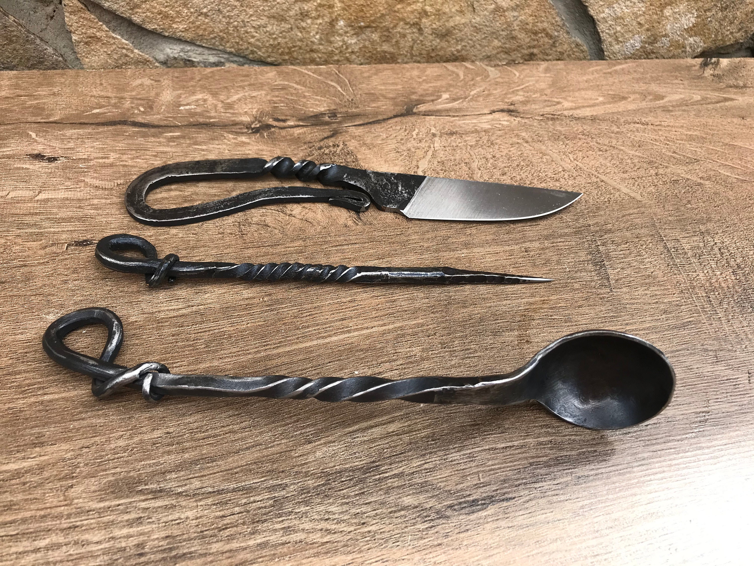 Viking Steel Cutlery Set Rustic Cutlery Reenactment SCA | Etsy