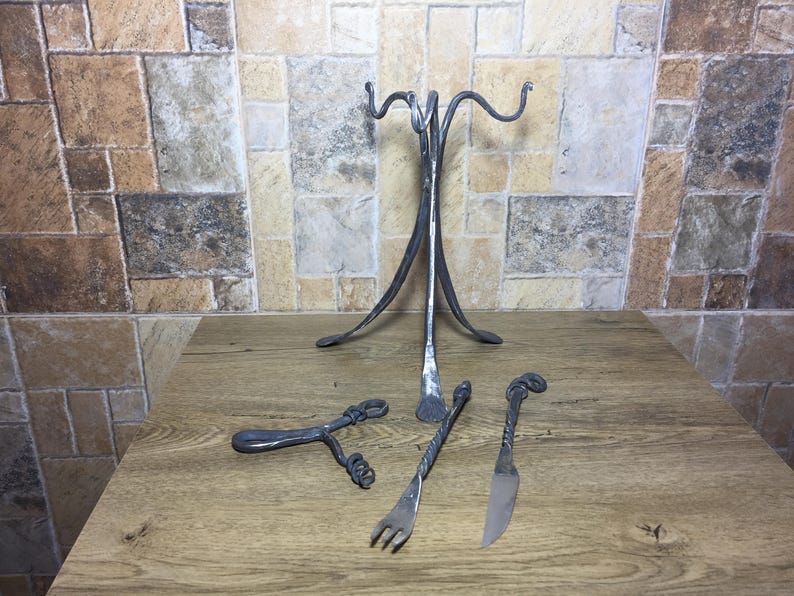 Stainless steel hand forged medieval cutlery setmiddle ages | Etsy