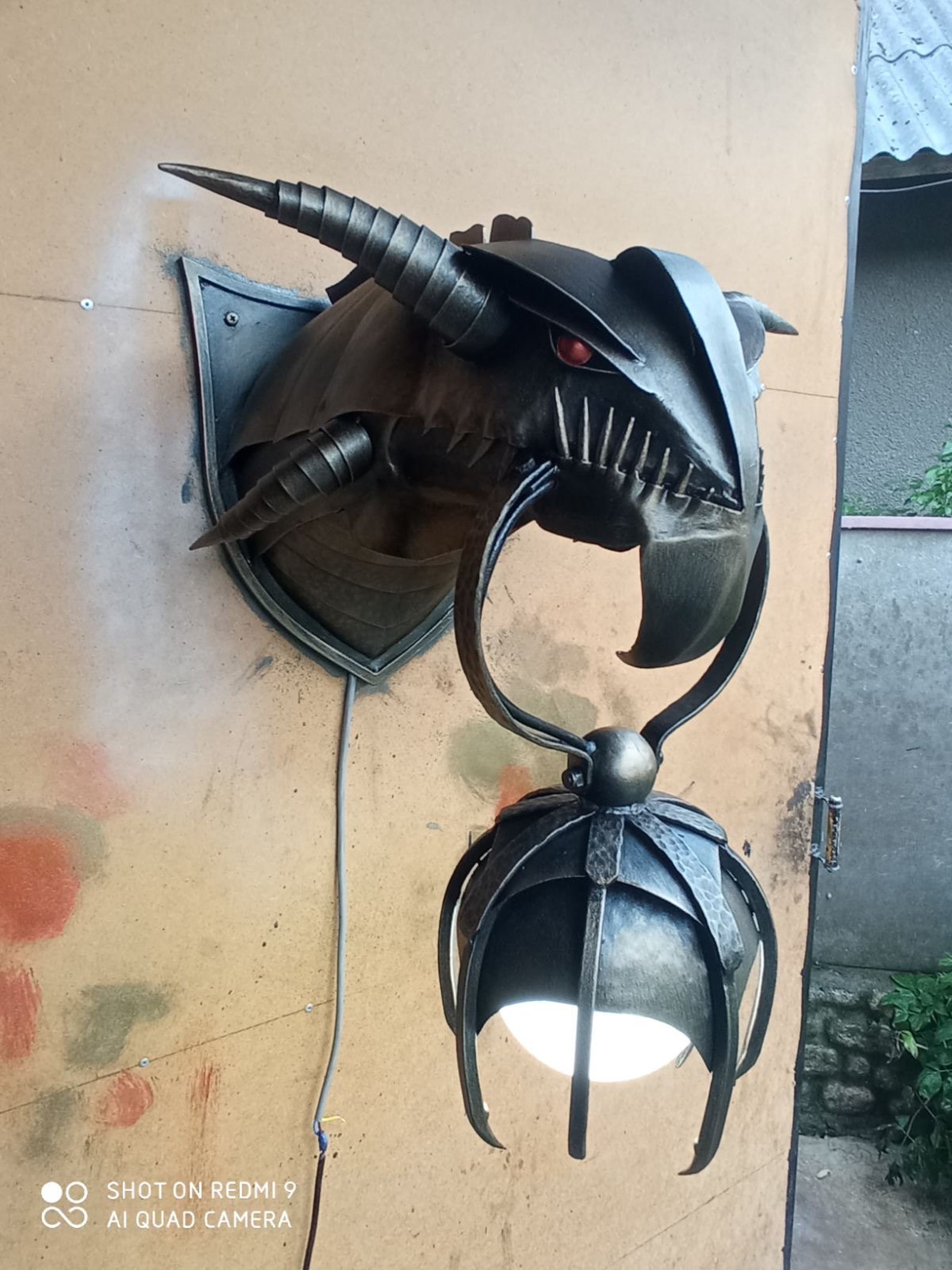 Wall sconce dragon porch lamp hand forged lamp predator | Etsy