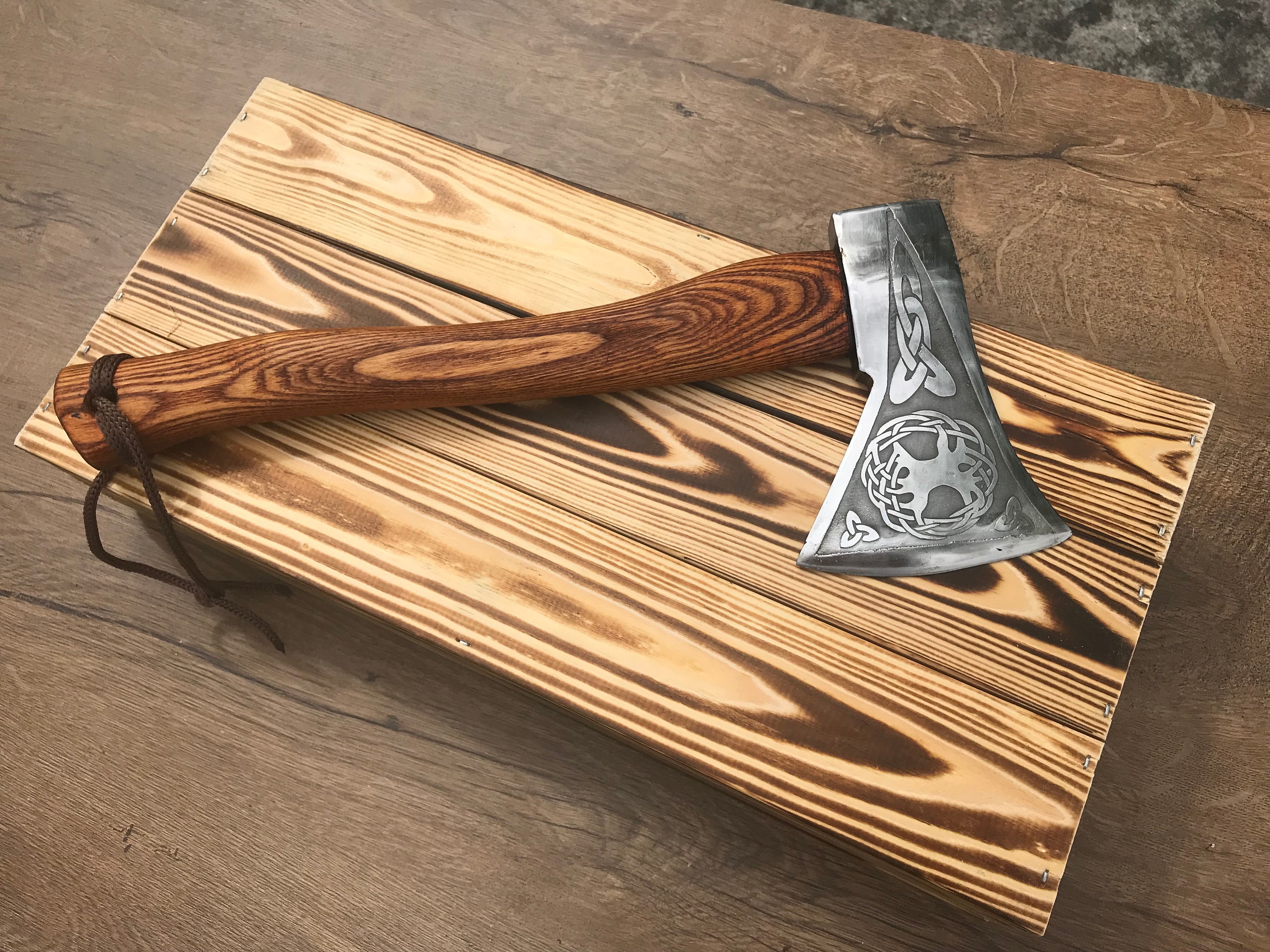 Mens Gift, Tree of Life, Viking Axe, Gift Box, Celtic, Hatchet, Wooden ...