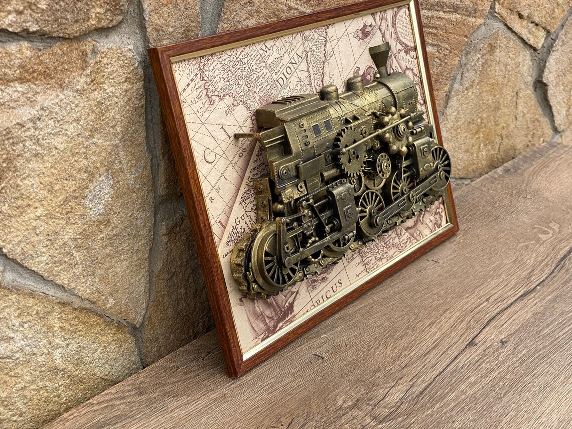 Steampunk painting steampunk train railroad railway gears | Etsy