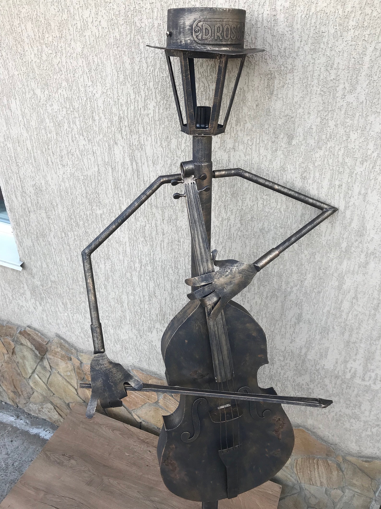 Sconce Lantern Hand Forged Lamp Cello Yard Lamp Music | Etsy
