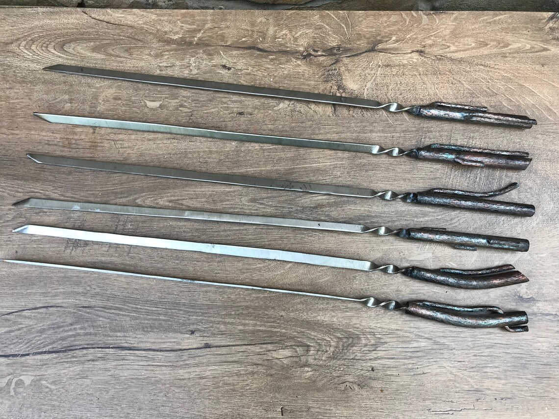 Skewers Hand Forged Skewers Iron Gift Grilled Meat Grill - Etsy
