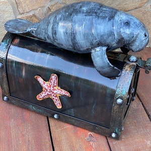 Mailbox, Mail Box, Nautical, Coastal, Chest, Steel Gift, Manatee, Iron ...
