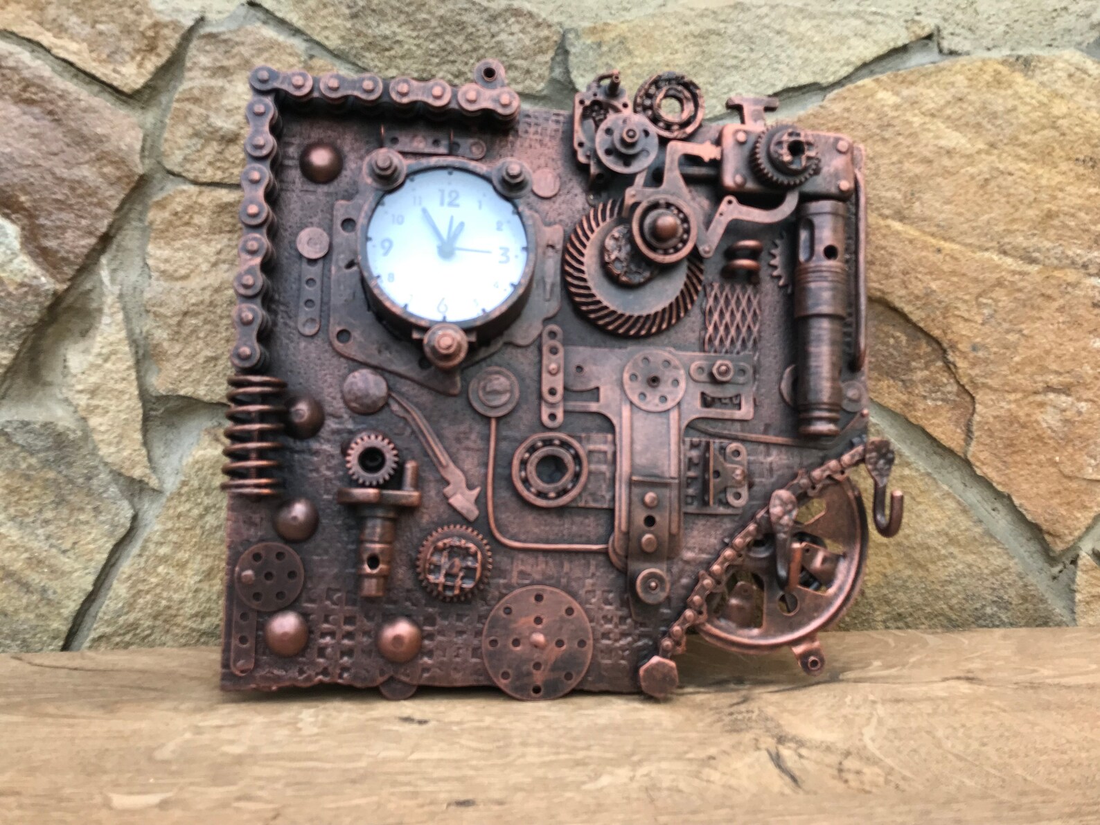 Steampunk Wall Clock Steampunk Clock Steampunk Hooks | Etsy