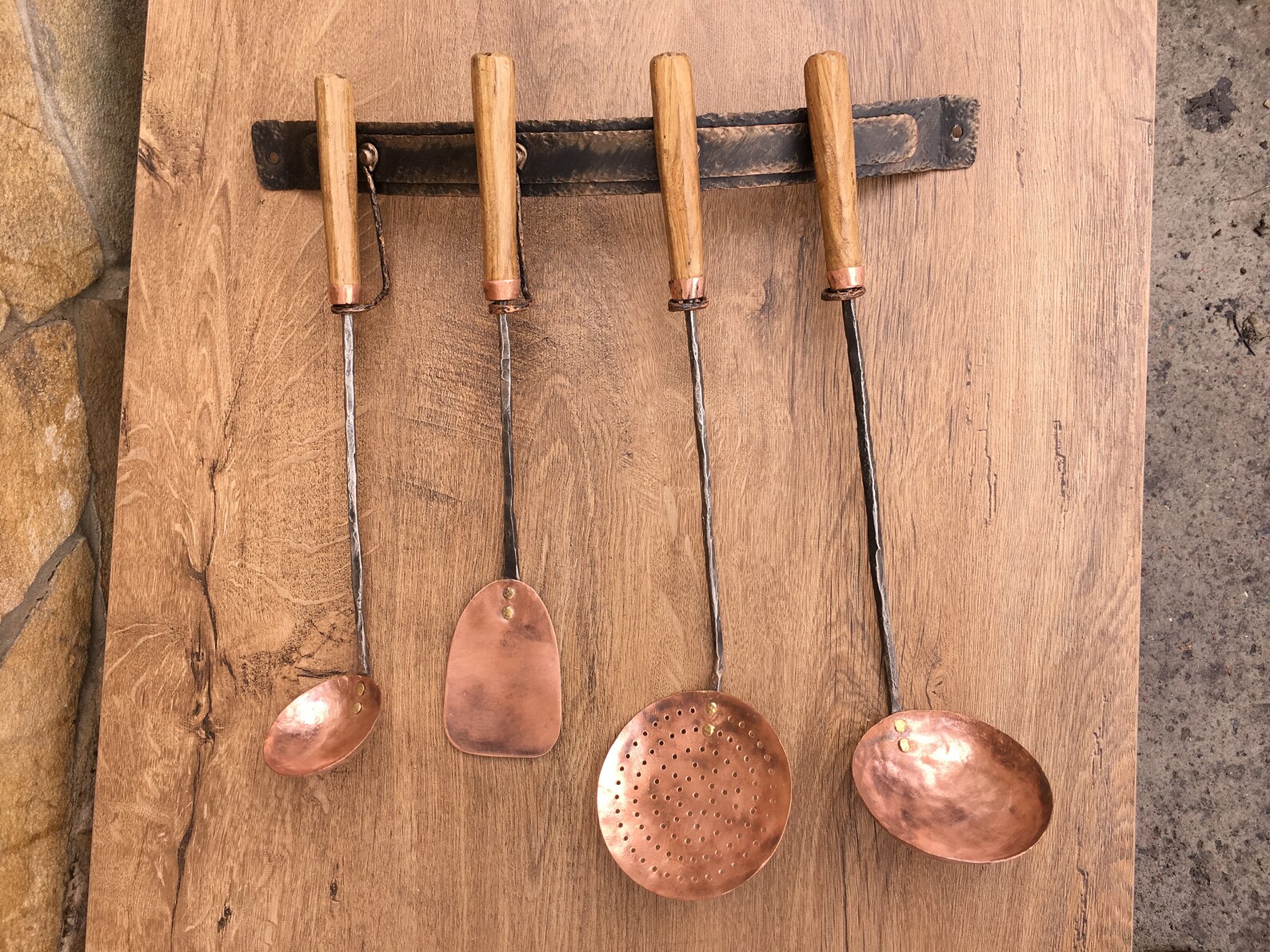 Copper Serving Set Medieval Cutlery Ladle Ladle Water - Etsy