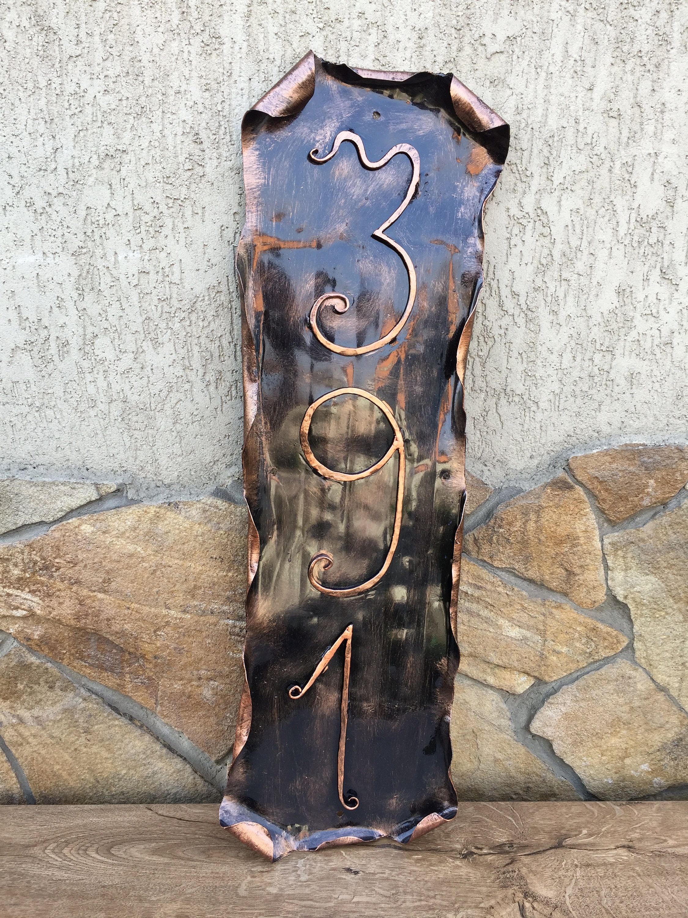 Hand forged house number personalized house plaque hand | Etsy