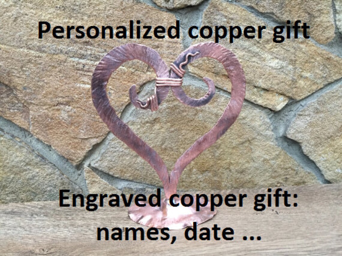 Copper anniversary gift copper heart 7 year anniversary | Etsy