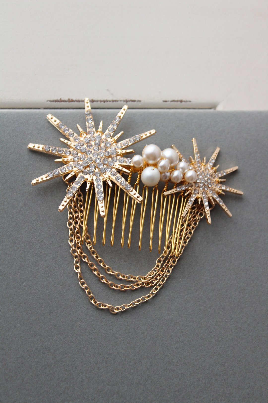 Gold Celestial Star Hair Comb Star Bridal Headpiece wedding - Etsy