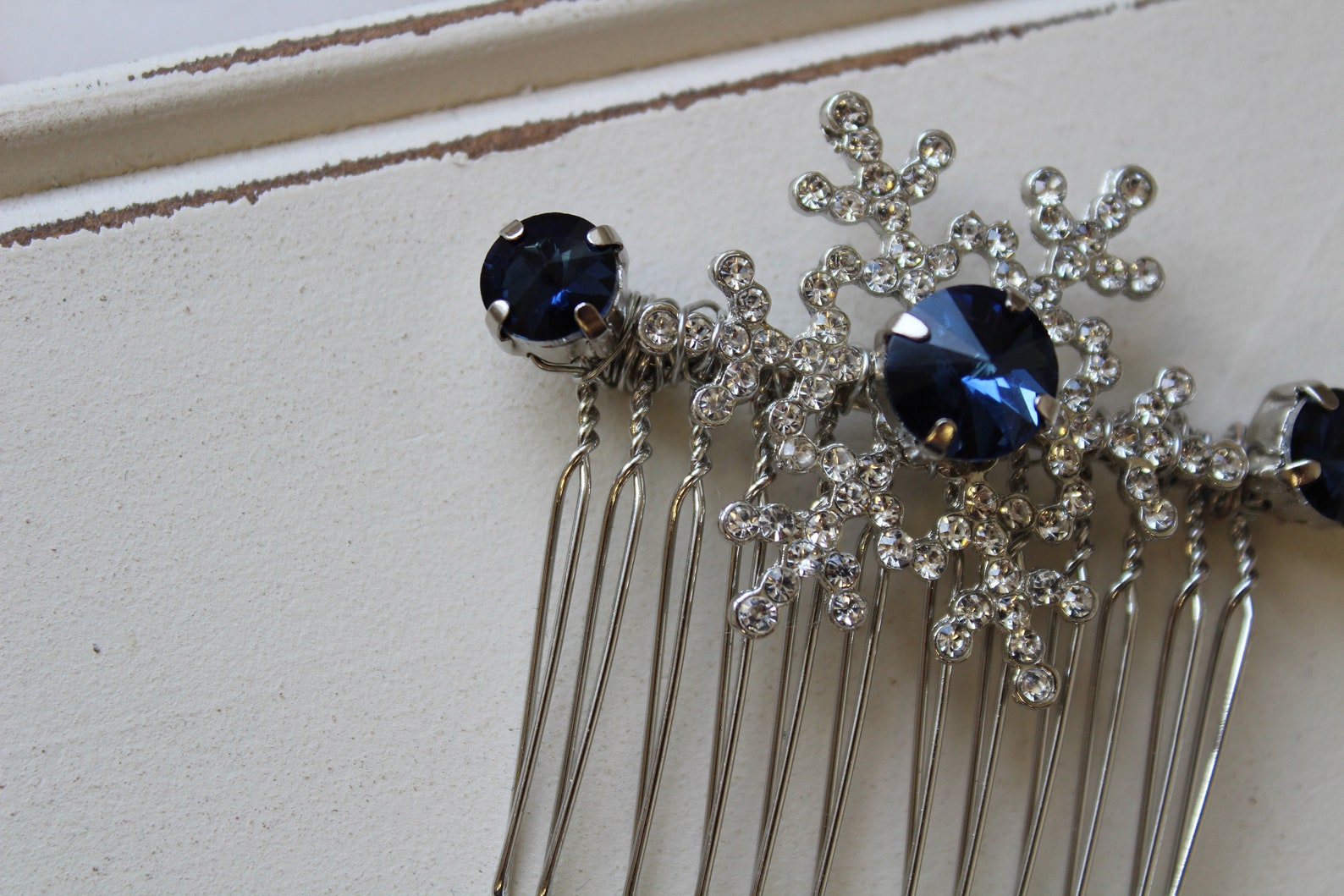 Small Sapphire Blue Snowflake Hair Comb Bridal Hair Comb - Etsy
