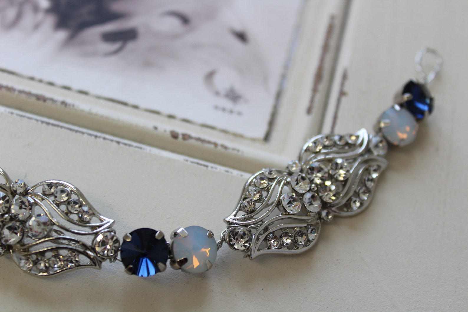 Wedding Hair Chain Something Blue Bridal Headpiece Crystal | Etsy