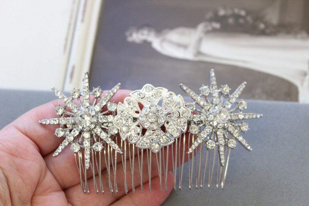 Silver Celestial Star Hair Comb, Star Bridal Headpiece , Celestial ...