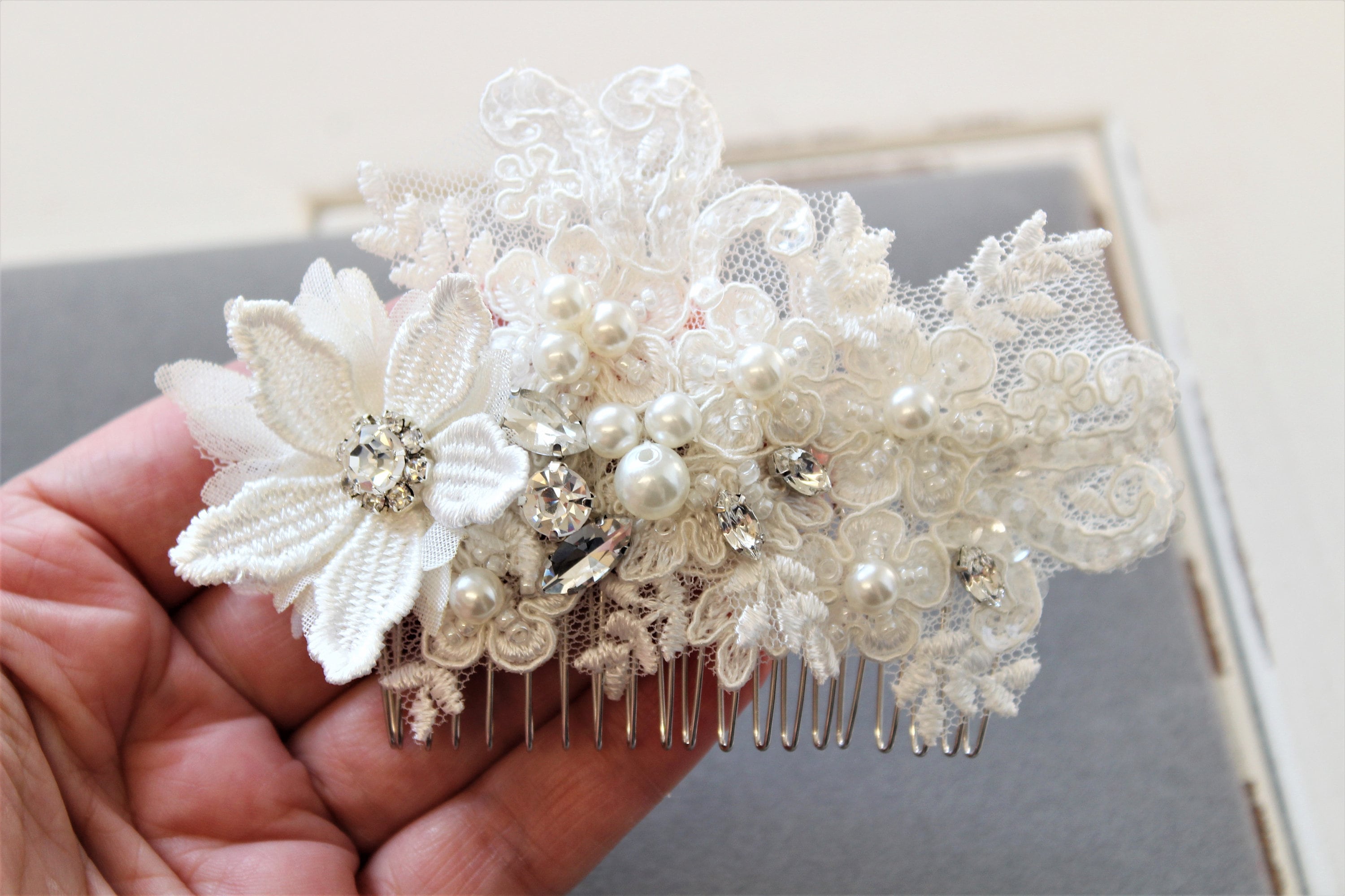 Ivory Wedding Hair Comb Bridal Hair Comb Lace Hair Comb | Etsy