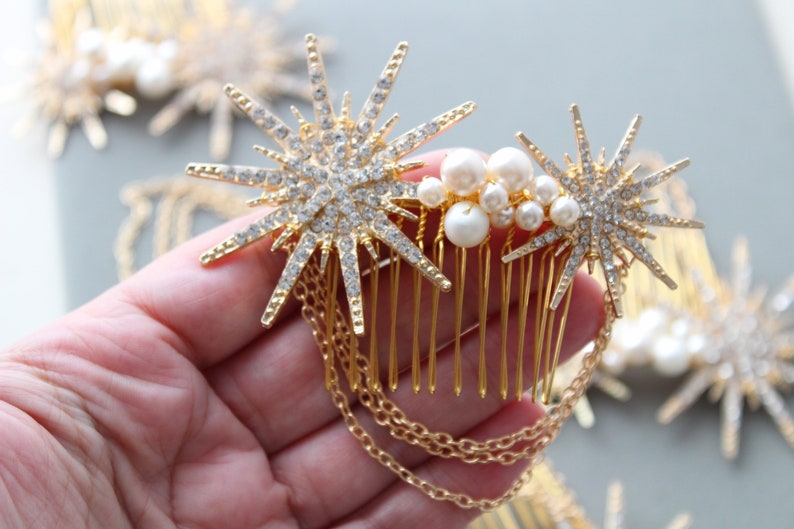 Gold Celestial Star Hair Comb Star Bridal Headpiece wedding - Etsy