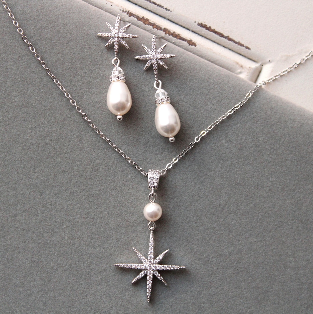 Starburst Bridal Jewellery Set :celestial Star Earring and Necklace Set ...