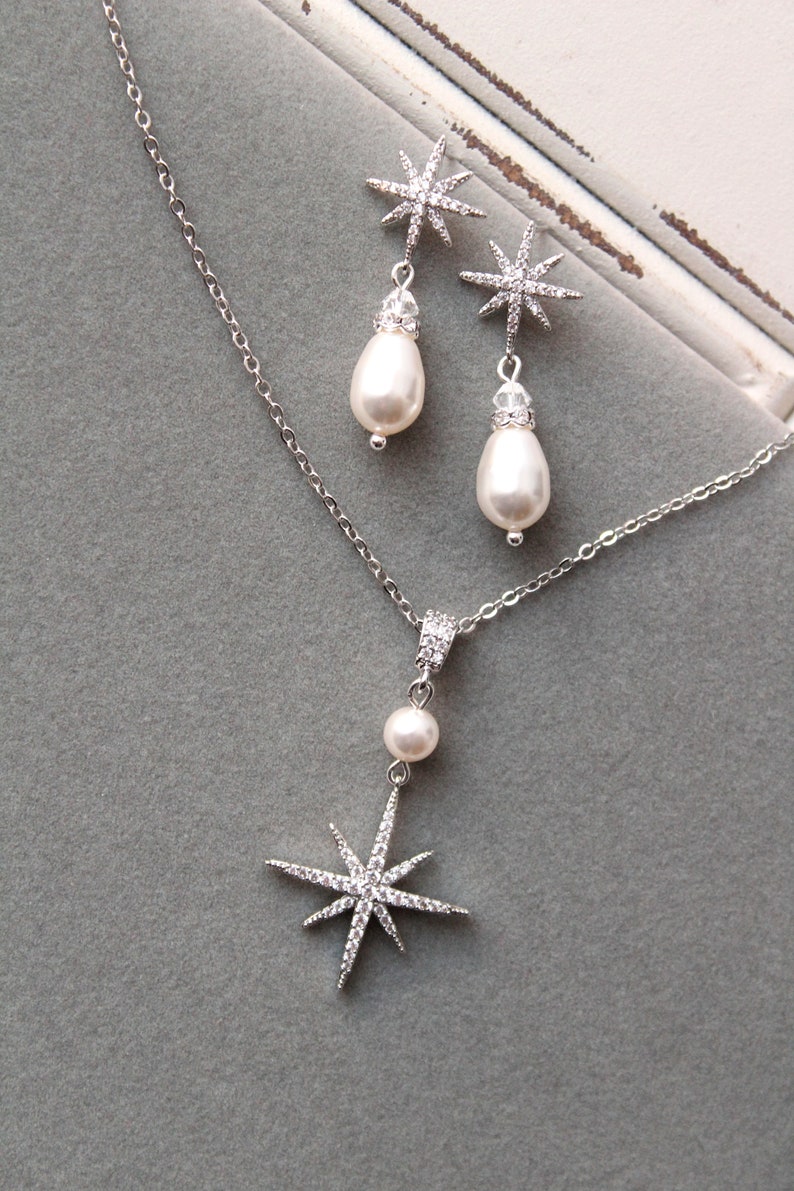 Starburst Bridal Jewellery Set :celestial Star Earring and Necklace Set ...