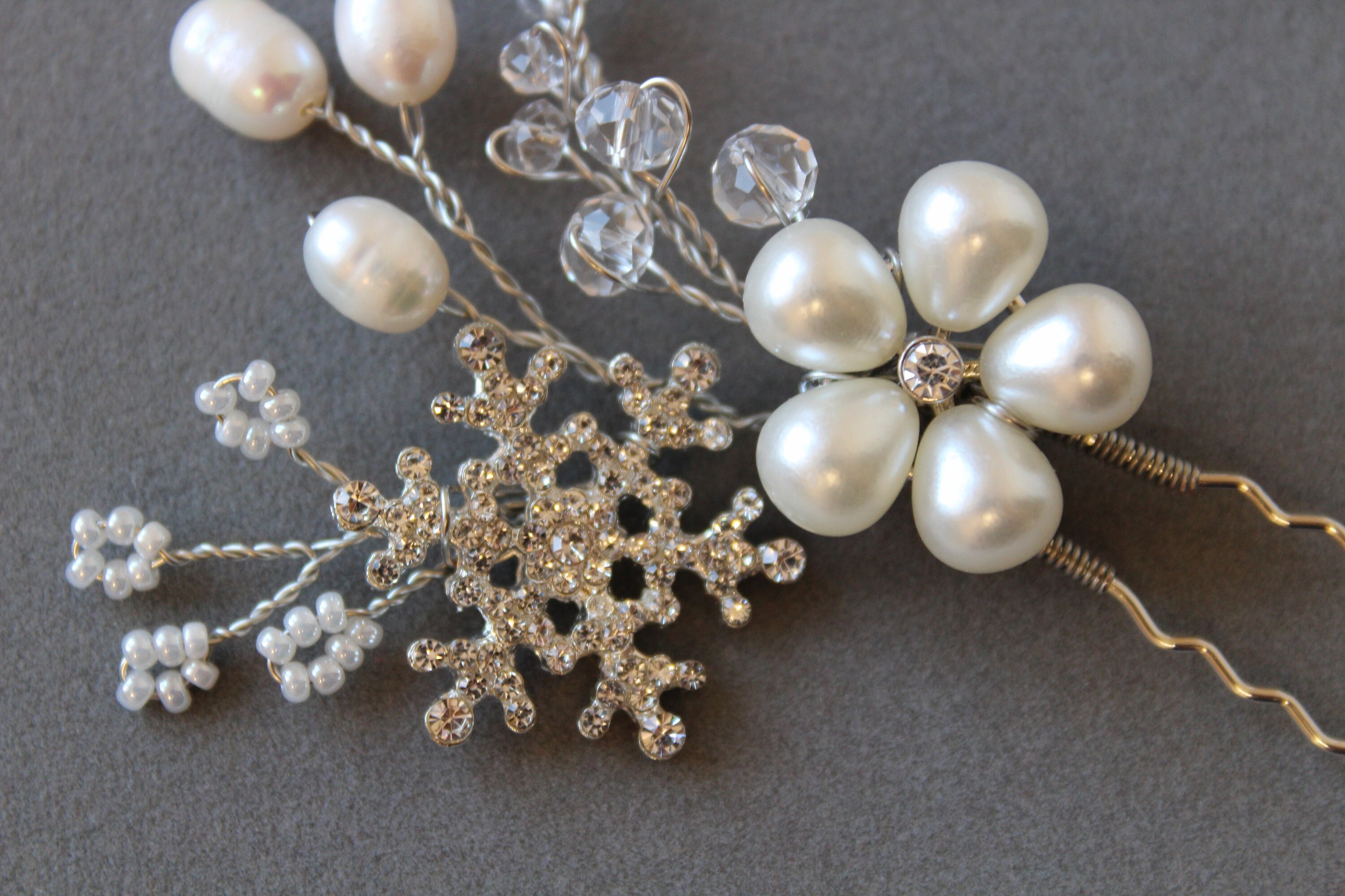 Silver Snowflake Hair Pins Pearl Bridesmaid Hair Pins Pearl - Etsy UK