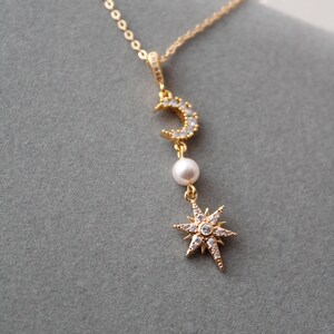 Gold Star Bridal Jewelry Set: Celestial Earring and Necklace, Starburst ...