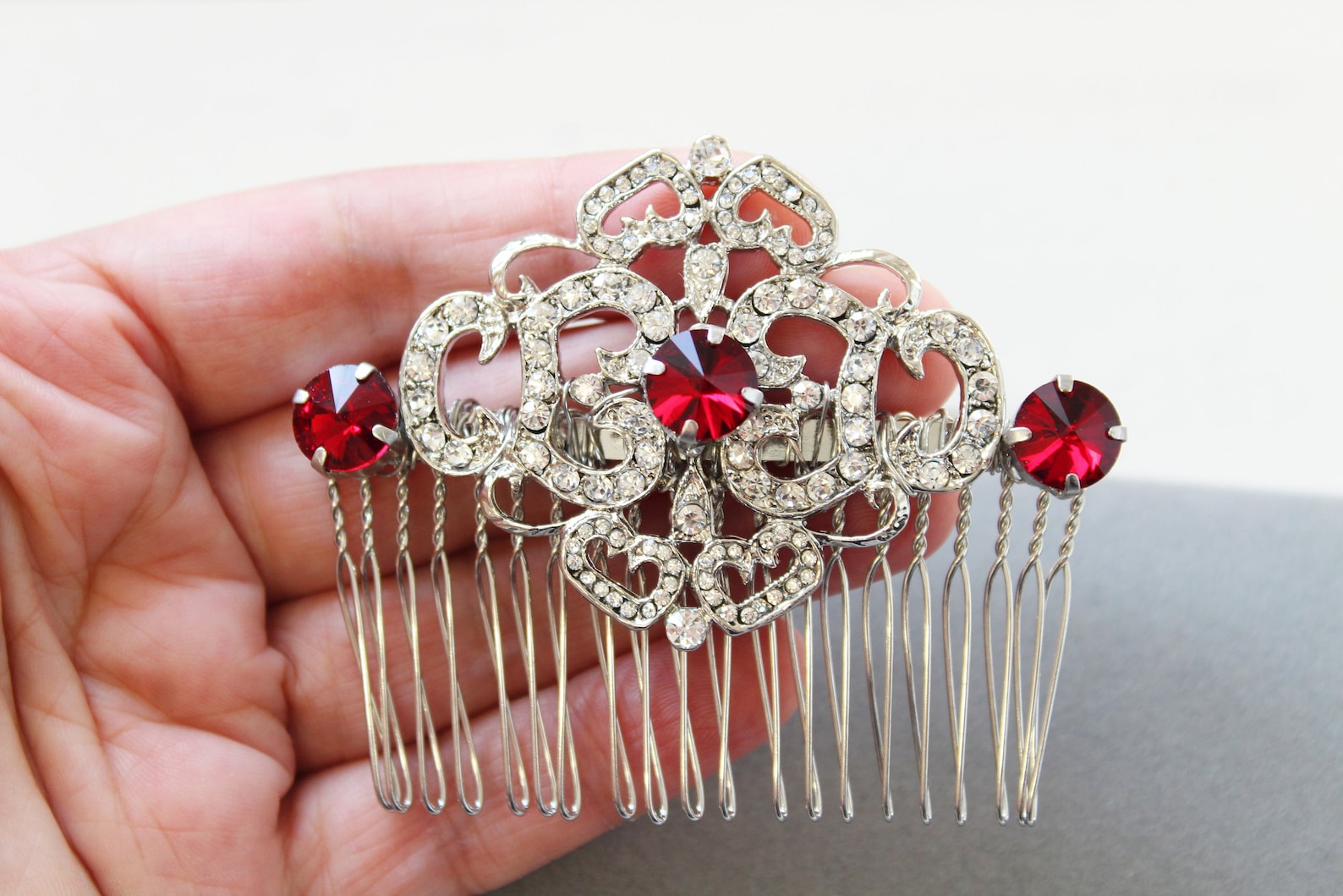 Red Wedding Hair Comb Bridal Hair Comb Art Deco Hair Comb - Etsy UK