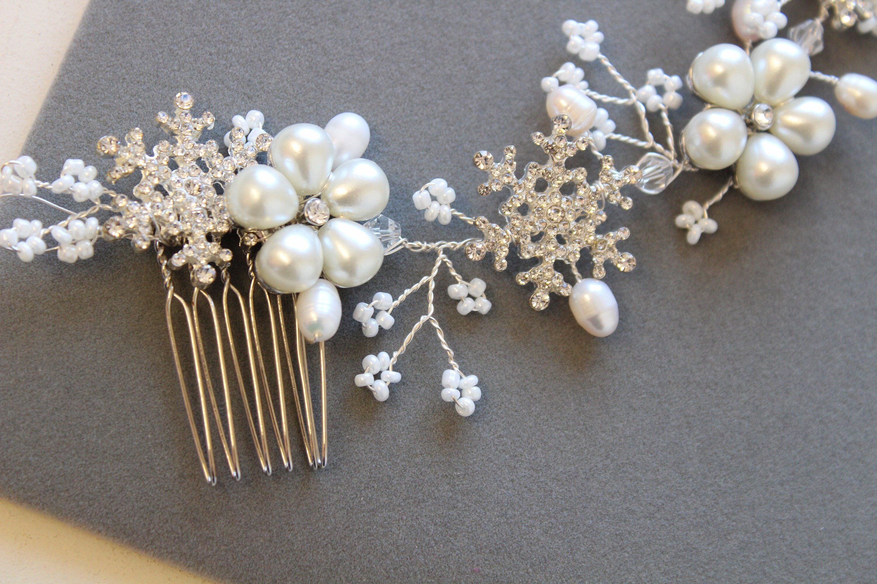 Silver Snowflake Hair Pins Pearl Bridesmaid Hair Pins Pearl - Etsy UK