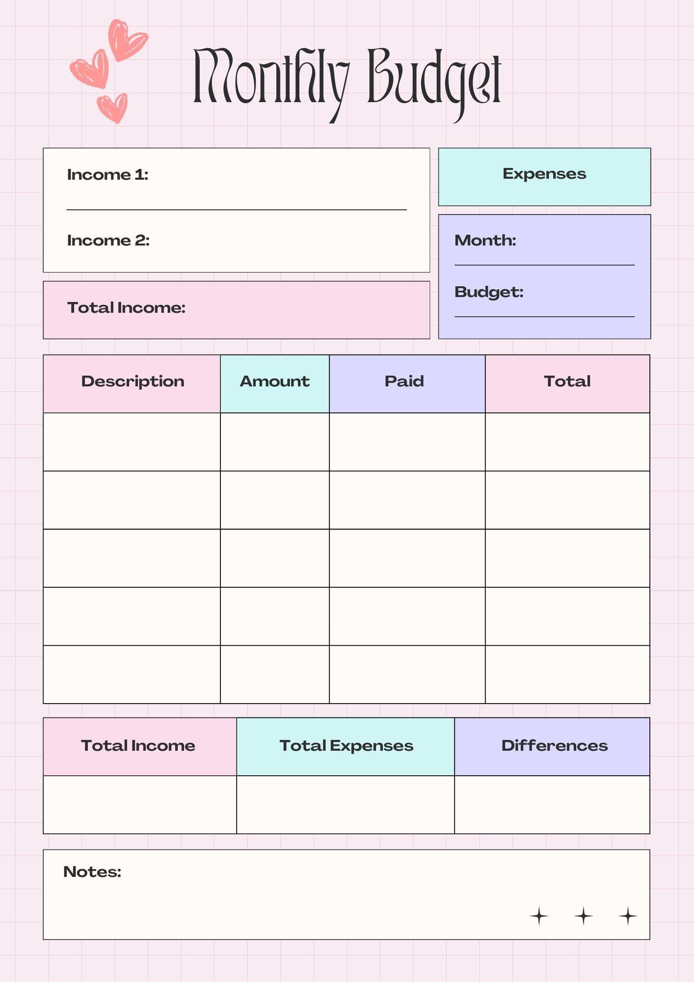 Monthly Budget Planner - Etsy