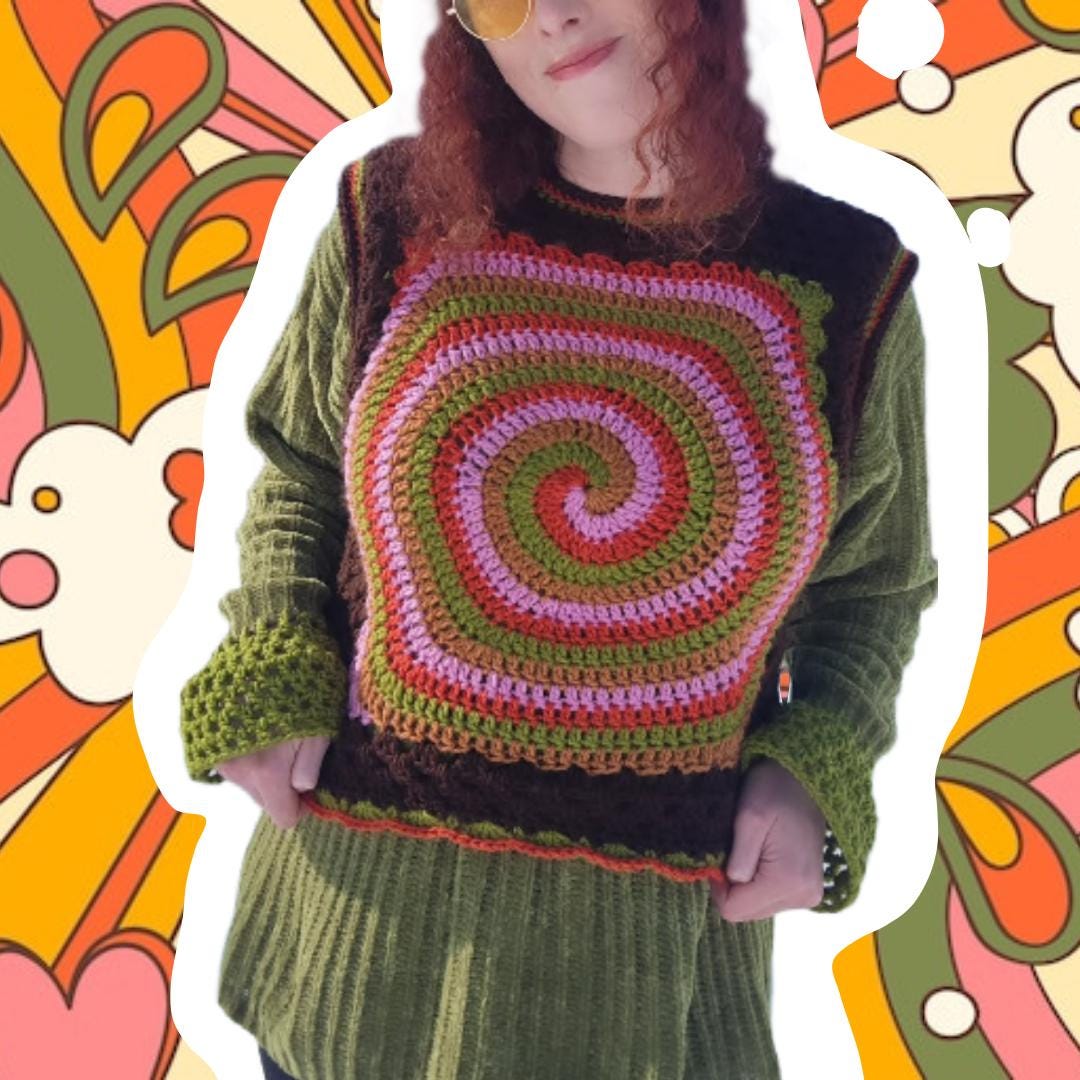 Hippie Crochet Pattern Bundle: Rock and Roll Circus Sweater, 1960s Gogo ...