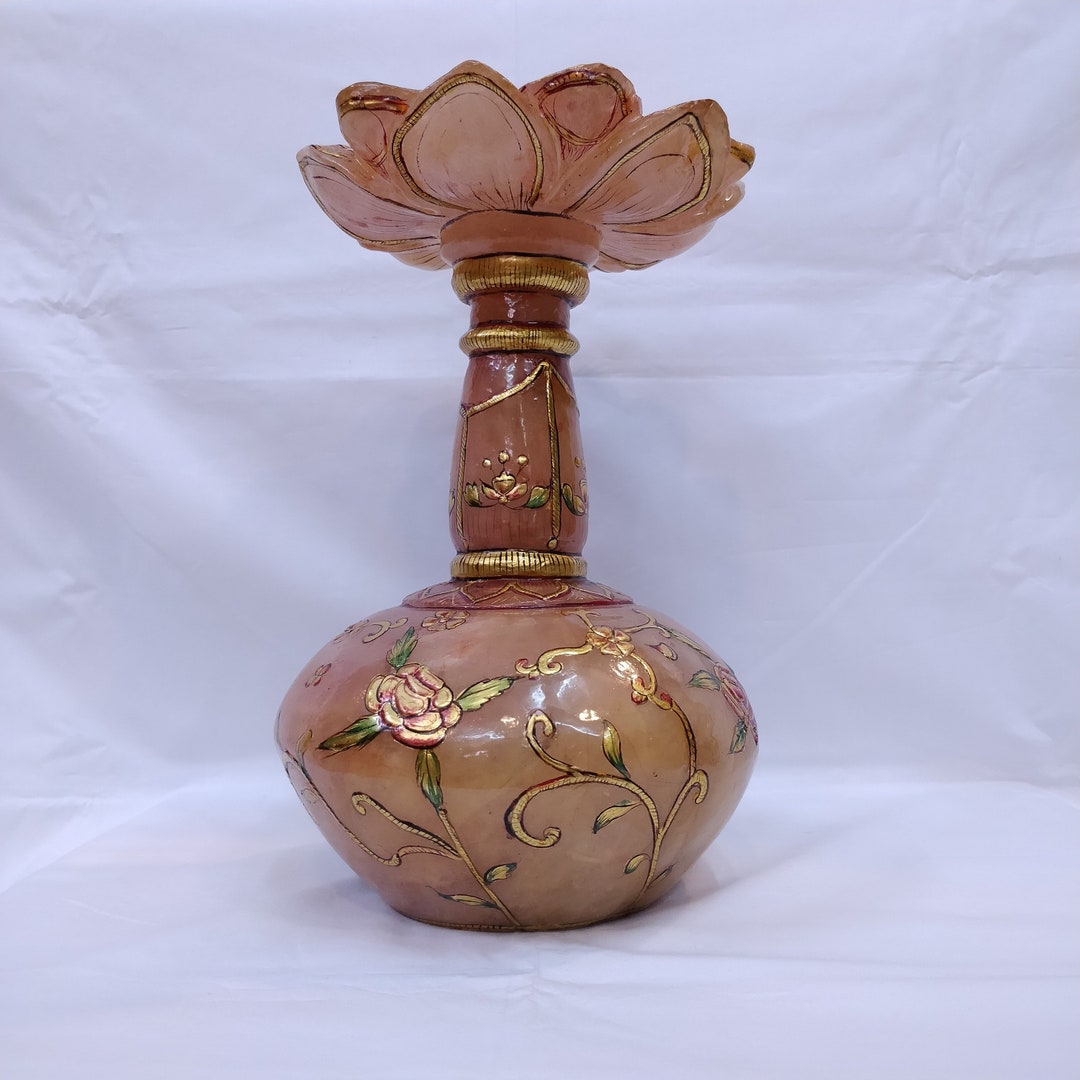 Rose Quartz Flower Pot, Rose Quartz Flower Vase, Home Decoratives ...
