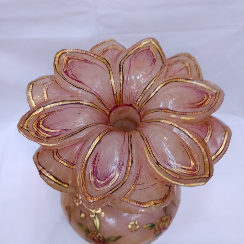 Rose Quartz Flower Pot, Rose Quartz Flower Vase, Home Decoratives ...