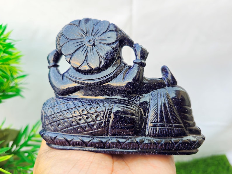 Blue Goldstone Ganesh, Blue Sunstone Lord Ganesha Figurine, Spiritual ...