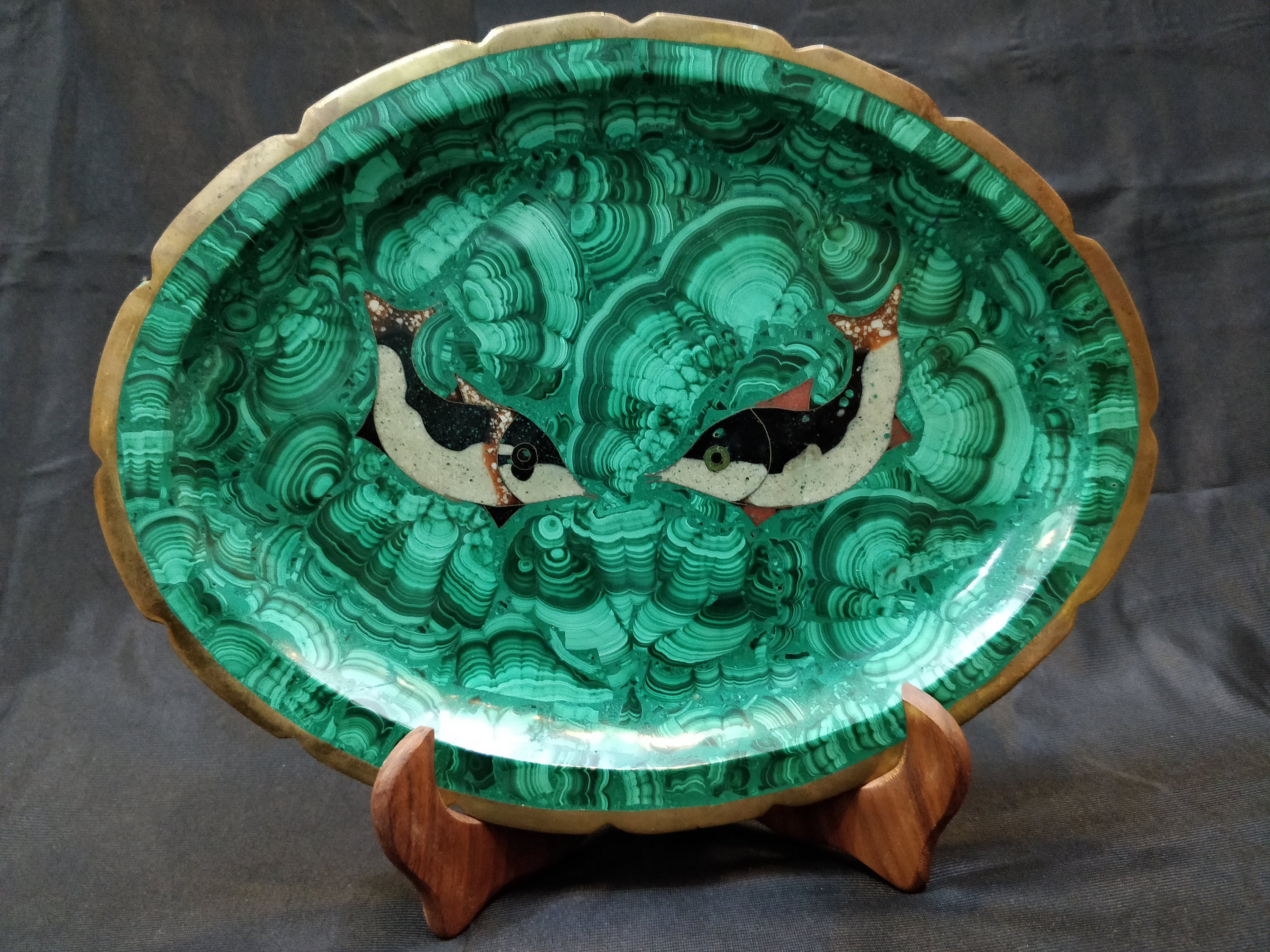 Malachite Wall Plate, Pietra Dura, Malachite Crystal, Handmade Plate ...