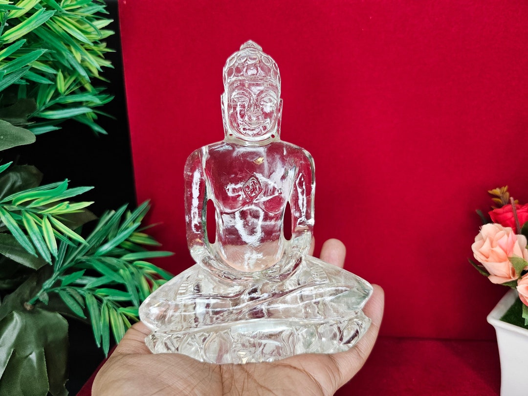 6" Crystal Sphatik Mahaveer Swami, Handcarved Lord Mahavira , Mahavir ...