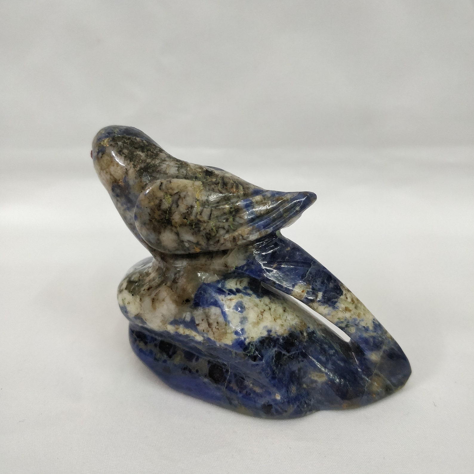 Sodalite Gemstone Bird, Bird Figurines, Carved Stone Bird, Carving Bird ...