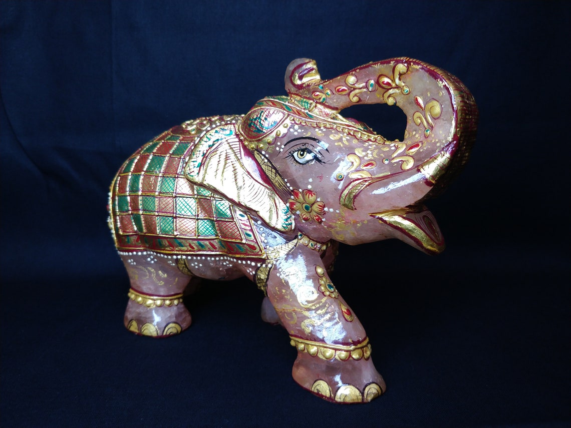 Rose Quartz Elephant Statue Lucky Elephant Healing Crystal - Etsy