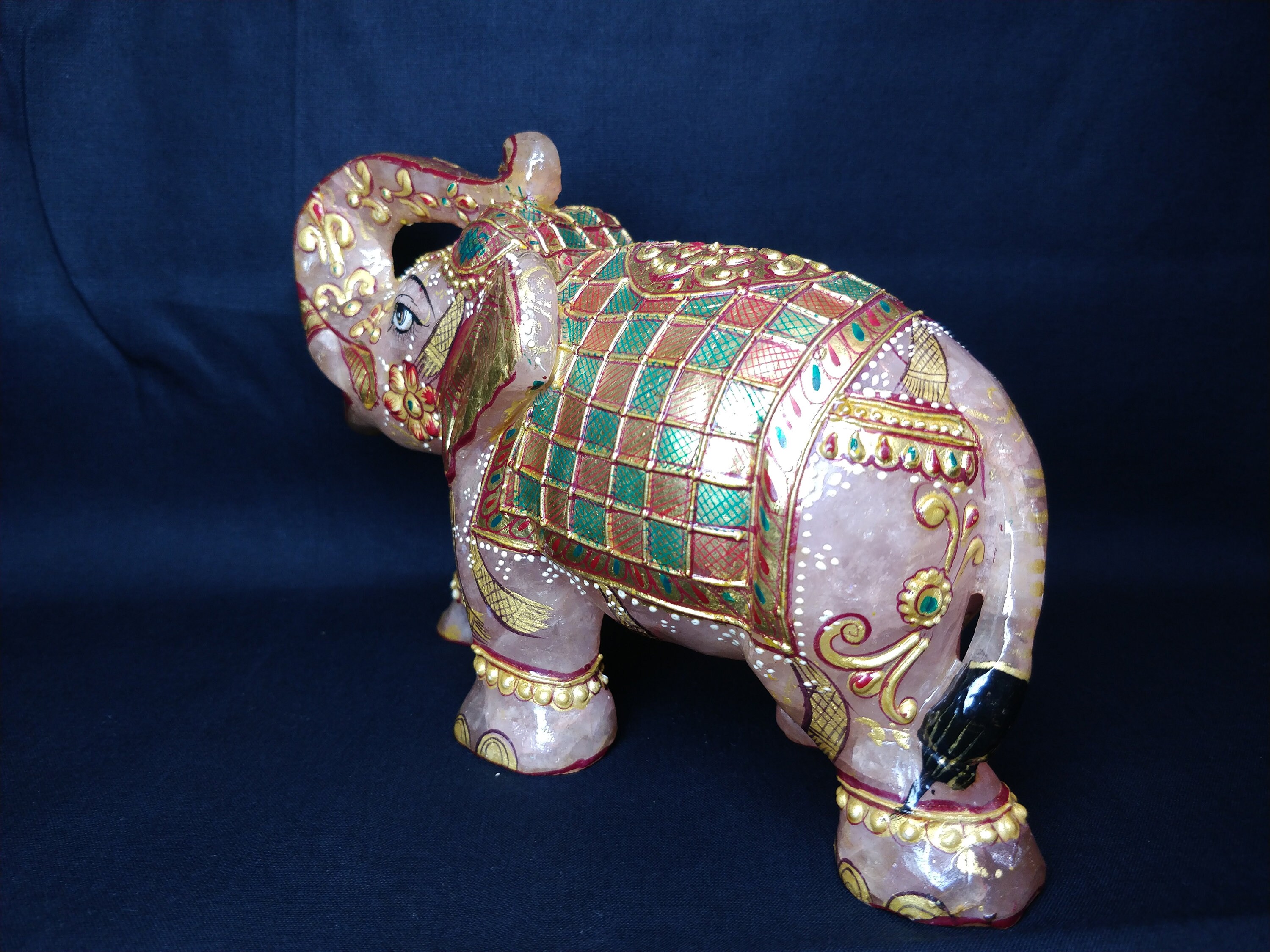 Rose Quartz Elephant Statue, Lucky Elephant Healing Crystal Carved ...