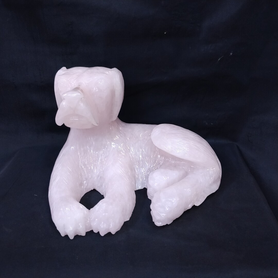 Rose Quartz Dog Figurine, Gemstone Animals, Rose Quartz Animal, Animal ...
