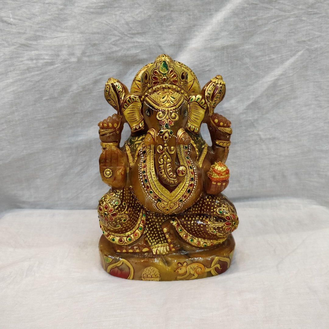 Jade Ganesh Beautiful Statue Hindu God Pooja Prayer Rare Pure ...