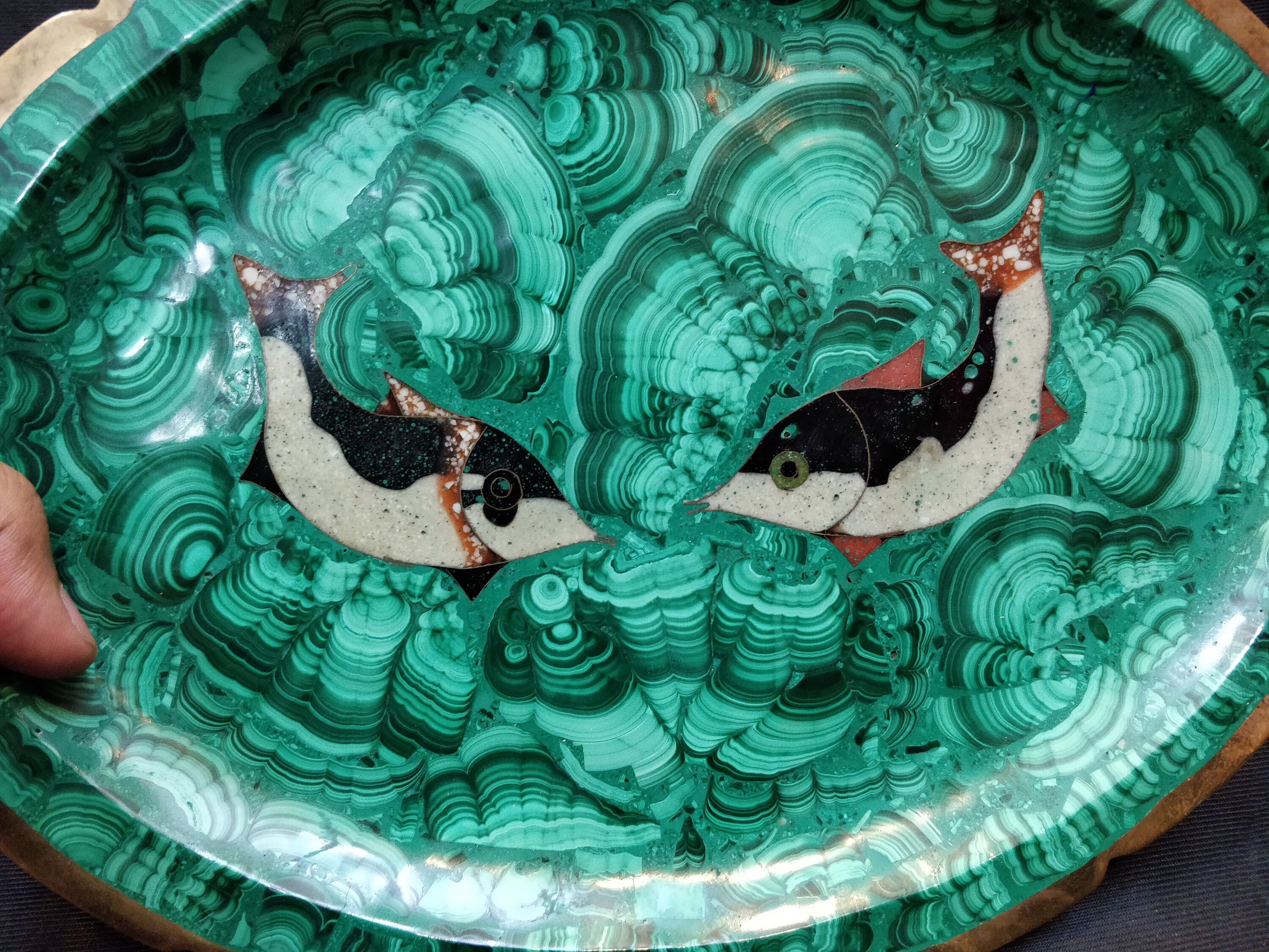 Malachite Wall Plate, Pietra Dura, Malachite Crystal, Handmade Plate ...