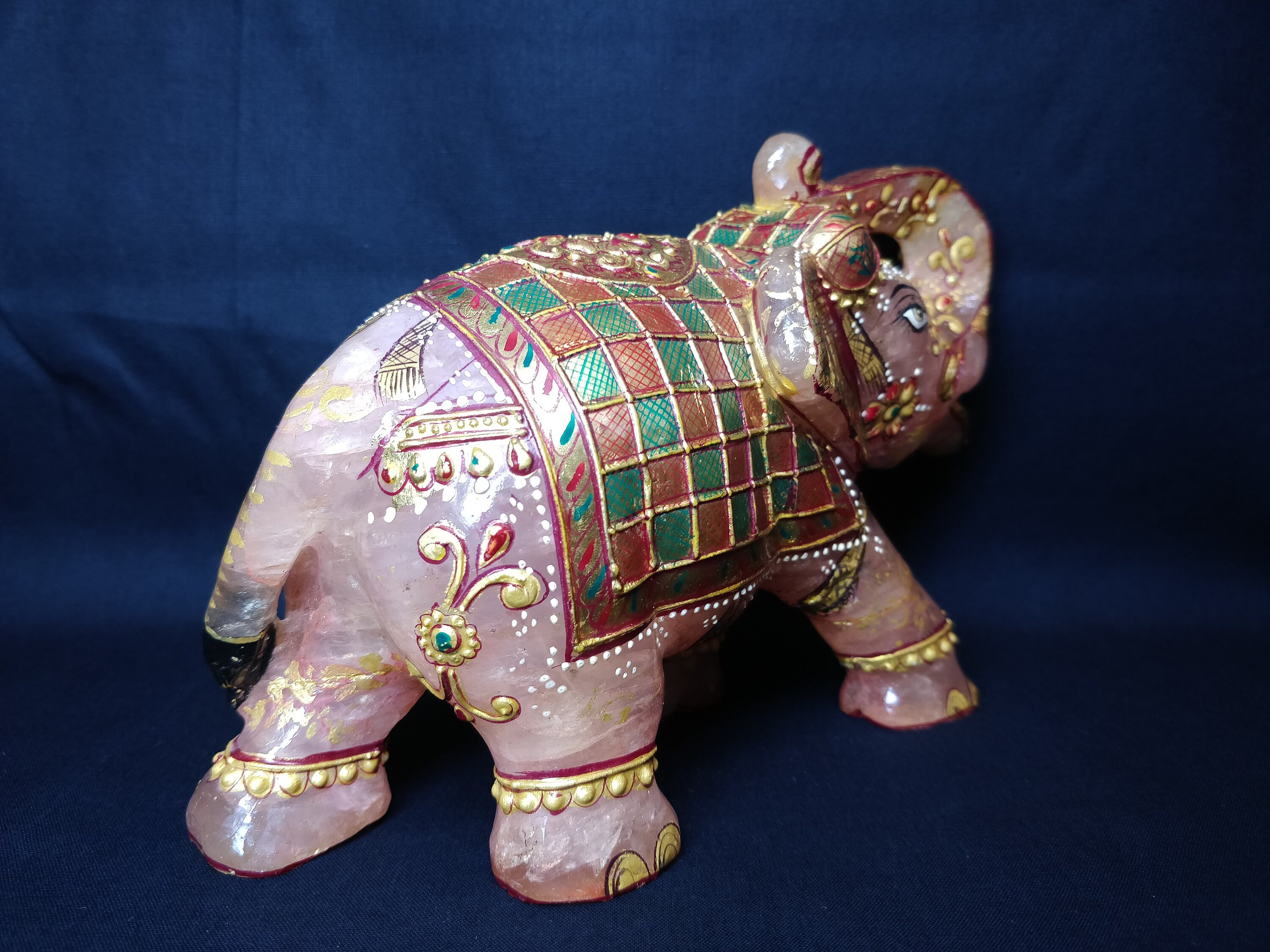 Rose Quartz Elephant Statue, Lucky Elephant Healing Crystal Carved ...