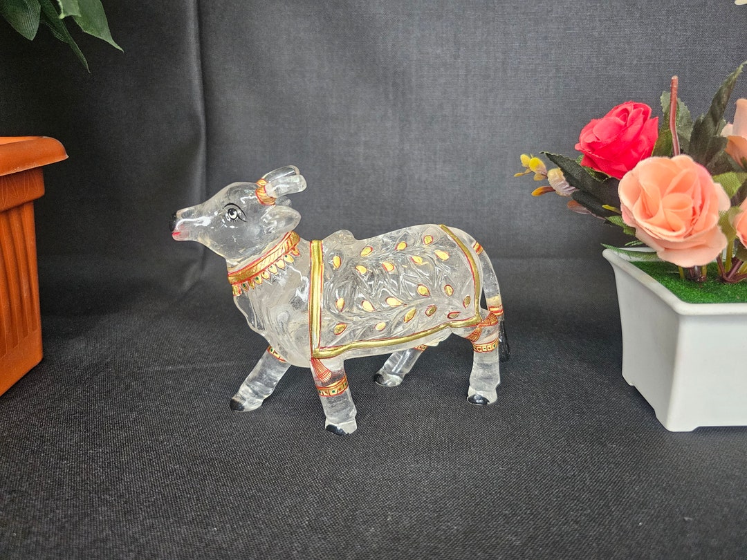 Crystal Cow Statue, Sphatik Cow, Gemstone Cow, Gemstone Animals, Cow ...