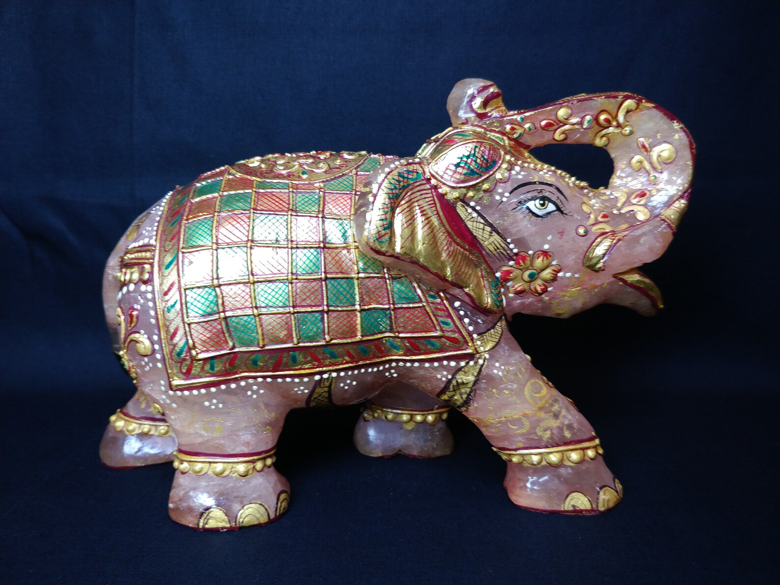 Rose Quartz Elephant Statue, Lucky Elephant Healing Crystal Carved ...